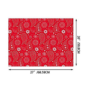 OXYLIPO 8 Sheets Red Bandana Gift Wrapping, 4 Patterns Red bandanas Paisley Print Recyclable Wrapping Paper for Kids Girls Boys Present Birthday Party Baby Shower Western Cowboy Theme Gift Wrap