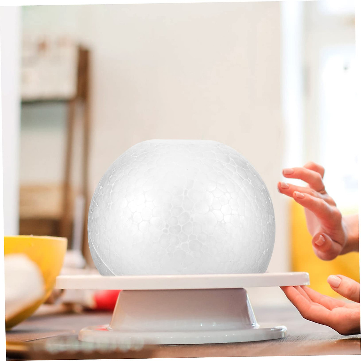 Parliky Spherical Cake Mold Foam Cake Mold Dummy Cake Rounds Polystyrene Cake Dummies Sphere Mold Cake Display Cake Dummy Doll Cake Mould Blocks White Accessories Multifunction to Rotate
