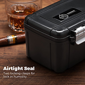 CINOROW Travel Cigar Humidor Case for 10-15 Cigars with Lighter and Cutter, Hygrometer and Humidifier, Spanish Cedar Sheet, Portable Waterproof Cigar Carrying Case, Gift for Men