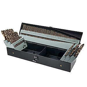 M35 5% Cobalt Drill Bits Set 115PCS (1/16"-1/2", A-Z, 1-60), Straight Shank Jobber Drill Bits, Metal HSS Twist Drill Bits for Stainless Steel Hard Metal and Cast Iron