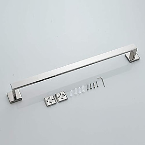 JunSun Square Towel Bar 24-Inch Stainless Steel Bathroom Hardware Towel Holder Modern Towel Rail Mirror Polished Bathroom Accessories Towel Rod Contemporary Wall Mounted Towel Rack Polished Chrome