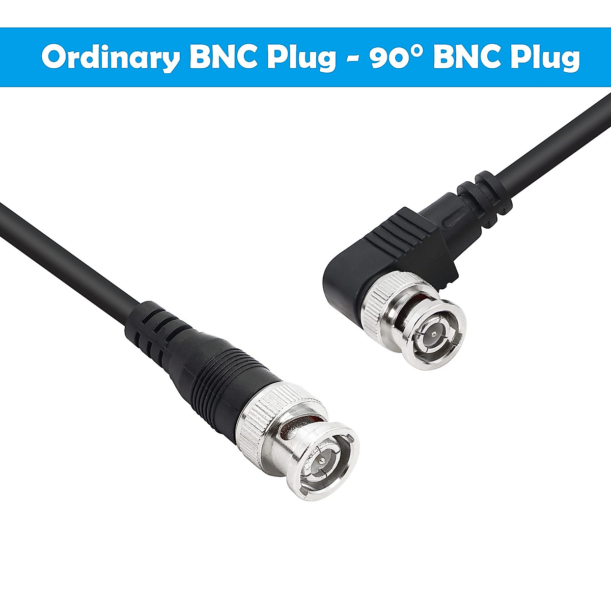 YACSEJAO BNC Cable 3G/HD SDI Coiled Cable BNC to Right Angle BNC Extension Connector Adapter for Video Security Camera CCTV Systems, Oscilloscope（Can Extend Up to 2M/6.6FT）