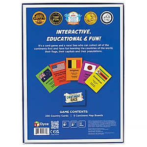 Continent Race Geography Educational Board Game for Kids, Tweens, Family, Friends, Teachers and Classrooms - Learn About Flags & Countries Around The World
