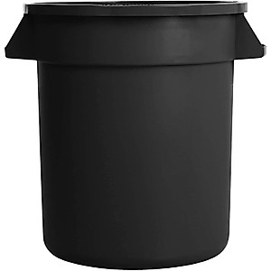 PRO&Family 41 Qt. 10 Gallon 38 Liters Black Round Commercial Trash Can and Lid. Kitchen Garbage Can Recycle Bin Trash Can Outdoor