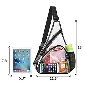 Clear Sling Bag Transparent Shoulder Cross body Backpack Perfect for Work Travel Stadium and Concerts Black