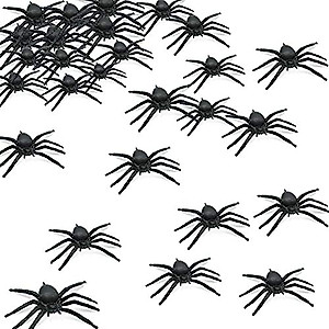 Caritty 50PCS Halloween Realistic Plastic Spider, Fake Spider Prank Prop Joke Toys for Halloween Decorations, Plastic Spiders Halloween, Black Scary Spiders for Kids, Great Party Favors