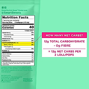 SmartSweets Lollipops, Blue Raspberry & Watermelon Flavors, Hard Candy with Low Sugar (1g), Low Calorie (40), No Artificial Sweeteners, Plant-Based, Gluten-Free, 3oz (Packaging May Vary)
