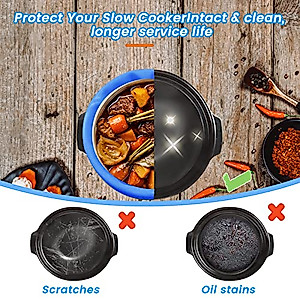 MQFORU Silicone Slow Cooker Liners fit Crockpot 6-8 Quart, 2 Pack Divider Silicone Liners for Crock Pot， BPA Free/Leakproof/Dishwasher Safe, for Most 6-8QT Oval Shape Cooking Liner