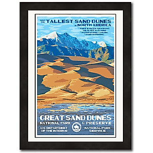 National Park Posters Great Sand Dunes National Park & Preserve, Add Some Retro Flair To Your Home - Original Vintage National Park Decor Design by Robert B. Decker - 100% Recycled Material - Unframed