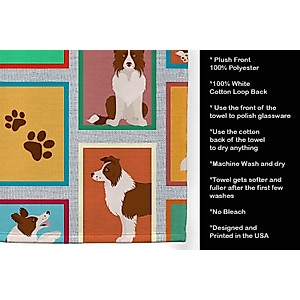 Caroline's Treasures MLM1149KTWL Lots of Red Border Collie Kitchen Towel Dish Cloths Guest Hand Towel Decorative Bathroom Towel for Face,Tea, Dishcloth, Kitchen and Bath