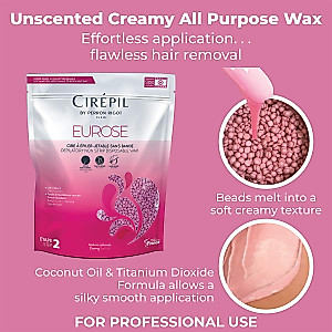 Cirepil - Eurose - 800g / 28.22 oz Wax Beads Bag - All-Purpose & Unscented - Ultra Smooth & Creamy Texture - Perfect for Short Hairs