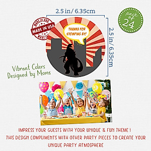 Silly Goose Gifts Retro Monster Type Party Supply (Party Favor Stickers) Thanks for Stomping By! Set of 24 - Kids Dragon Alien Comic Book Movie Themed Type