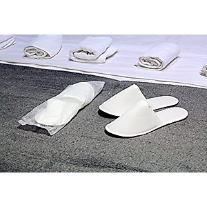 CHOCHILI 5 Pairs Fabric Packed Disposable Hotel Slippers for Airbnb Spa Salon Party Wedding Guests - Fits up to Adult US Men Size 10 & Women Size 11, White
