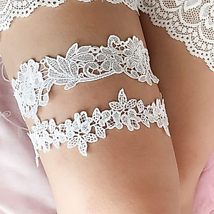 Lace Bridal Garter Set - 2 White Prom Garter Belts