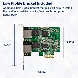 Syba Dual 2.5 Gigabit Ethernet PCI-E Network Expansion Card RJ45 LAN Adapter Low Profile Bracket SD-PEX24066