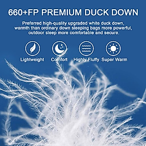 QEZER 0 Degree Sleeping Bag for Adults 660 Fill Power Down Sleeping Bag for Cold Weather -8°F / 0°F Large Lightweight Sleeping Bag