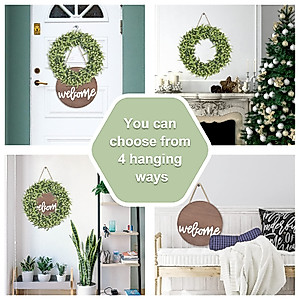 18'' Wreath for Front Door Artificial Spring Wreath for Wall with Green Leaves Porch Farmhouse Patio Garden Festival Celebration Window Party Decor Home Décor