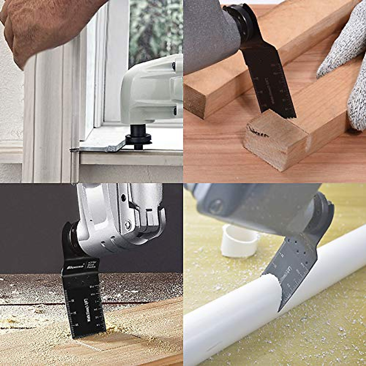 Bionso 28PCS Oscillating Saw Blades, Professional Universal Titanium Multitool Blades for Wood Plastics Metal, Quick Release Multi Tool Blades Kits Fit Dewalt Ryobi Milwaukee Rockwell Fein Makita (55)