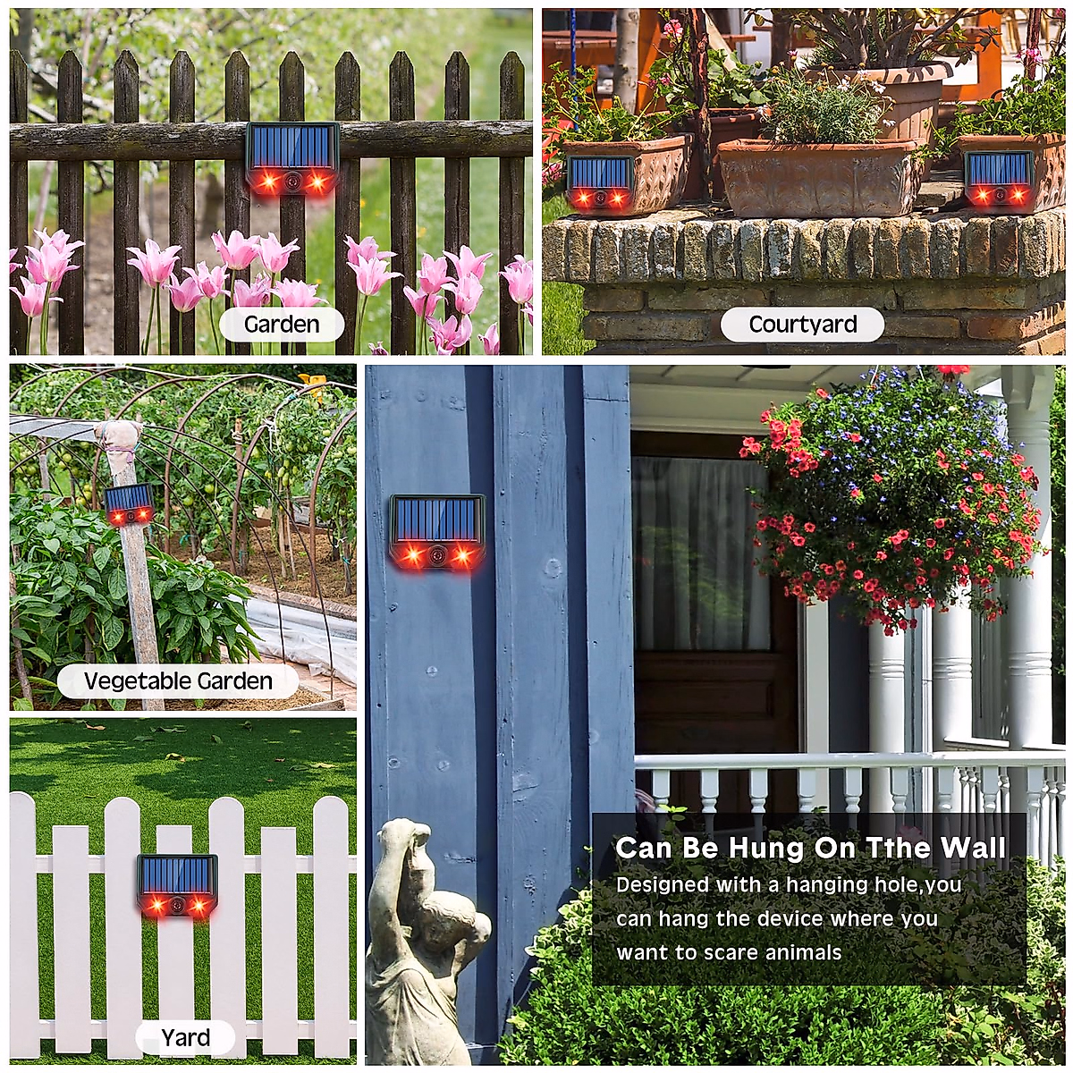 Qualirey 4 Pack Solar Ultrasonic Cat Repellent Outdoor Deer Repellent Devices with Strobe Flashing Light Waterproof Solar Animal Repeller Fox Deterrent for Wolves Dog Garden Yard