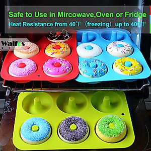Walfos Silicone Donut Mold - Non-Stick Silicone Doughnut Pan Set, Just Pop Out! Heat Resistant, Make Perfect Donut Cake Biscuit Bagels, BPA FREE and Dishwasher Safe, Set of 3