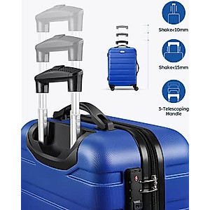 Luggage 3 Piece Sets Hard Shell Luggage Set with Spinner Wheels, TSA Lock, 20 24 28 inch Travel Suitcase Sets, Bright Blue