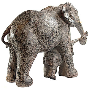 Seraphic Large Elephant Decor Gifts for Women, African Elephants Mother with Walking Baby Statue