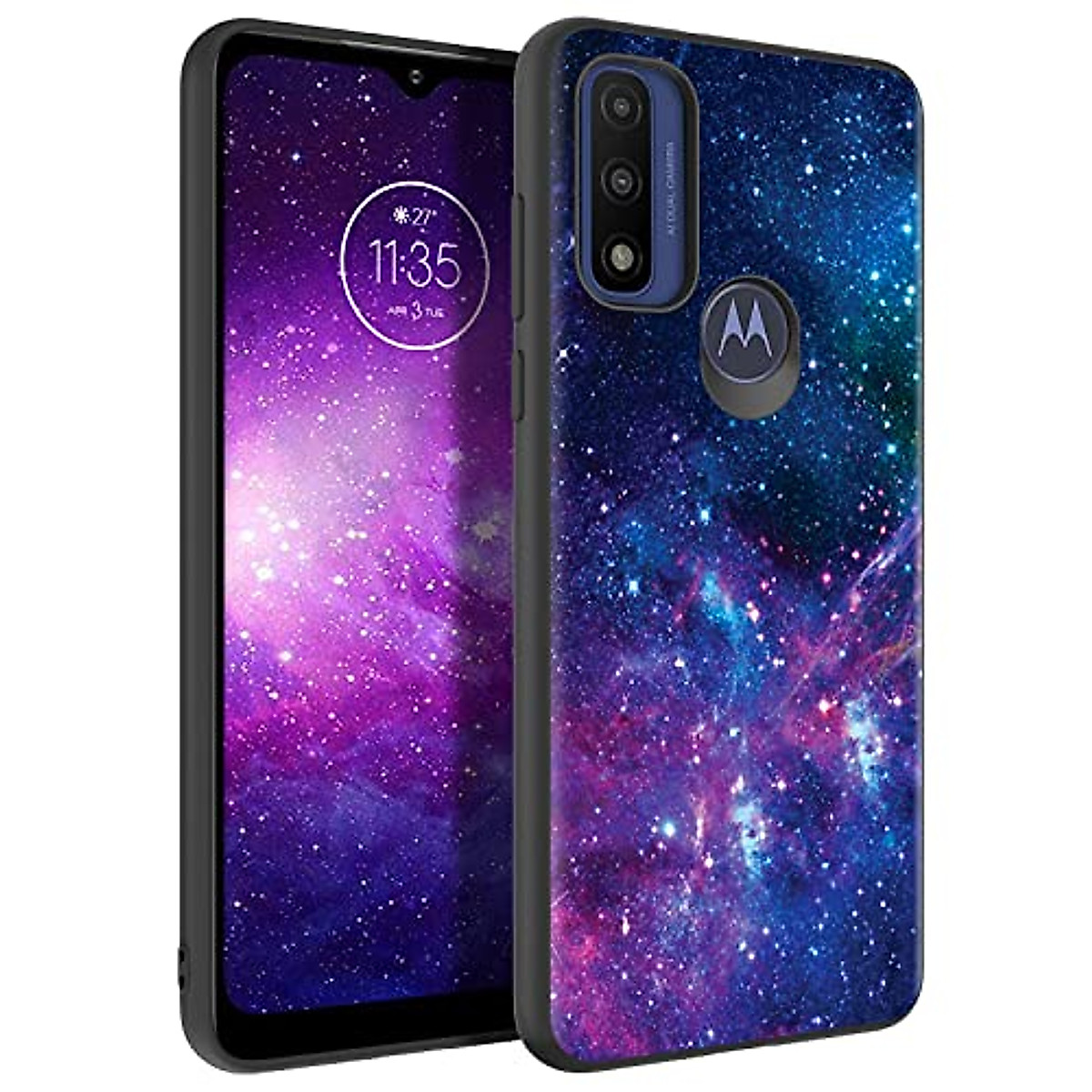 BENTOBEN Compatible with Moto G Pure Case, Slim Fit Glow in The Dark Soft Flexible Bumper Protective Anti Scratch Non-Slip Cases Cover for Motorola Moto G Pure (2021) 6.5 Inch, Nebula/Galaxy Design