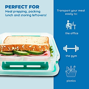 Biosmart Sandwich Container: Reusable, BPA Free Plastic Food Storage with Snap-Off, Leak-Proof Lid