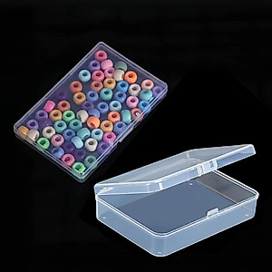 DKAOVH 4-Pack Rectangular Plastic Storage Containers Box with Hinged Lid for Beads and Crafts,Card Case Holder,Playing Card Case Box Storage (4.45 x 3.3 x 1.14 inch)