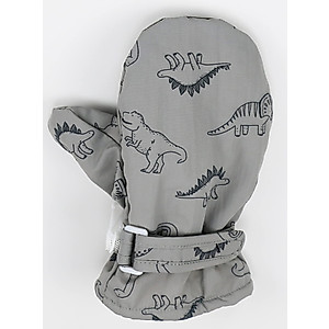Urban Virgin Infant Baby Toddler Kids Winter Mittnes Lined Fleece Warm Waterproof Ski Snow Gloves For Boys Girls Grey Dino 6-24 Months