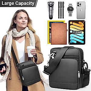 Messenger Bag for Men,Compact Small Shoulder Crossbody Bag with USB Charging Port,11.3 Inch Waterproof Lightweight Anti-theft Satchel Side Bags Crossbody Bag for Men Women College Work Travel Casual