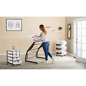 SD STUDIO DESIGNS Triflex Drawing Table, Sit to Stand Up Adjustable Office Home Computer Desk, 35.25" W X 23.5" D, Charcoal Black/White