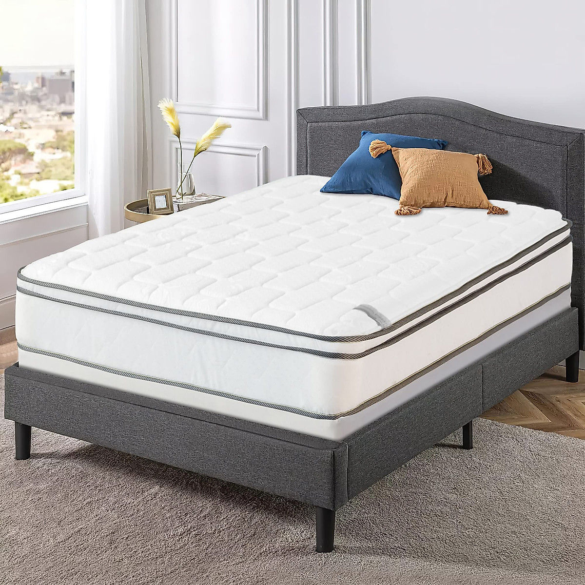 Nutan 10-Inch " Eurotop Innerspring Mattress And 8-Inch Wood Boxspring/Foundation Set Full XL