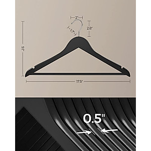 SONGMICS Wooden Hangers, 20-Pack Wood Coat Hangers with Shoulder Notches, Swivel Hook, Non-Slip for Jackets, Shirts, Suits, Black and Silver UCRW02B-20