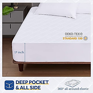 Sealy 3M Scotchgard Heated Mattress Pad | Quilted Cotton Electric Bed Warmer with 10 Heat Setting Dual Controller | 1-12 Hours Auto Shut Off | 17" Deep All Around Elastic Pocket, Cal King