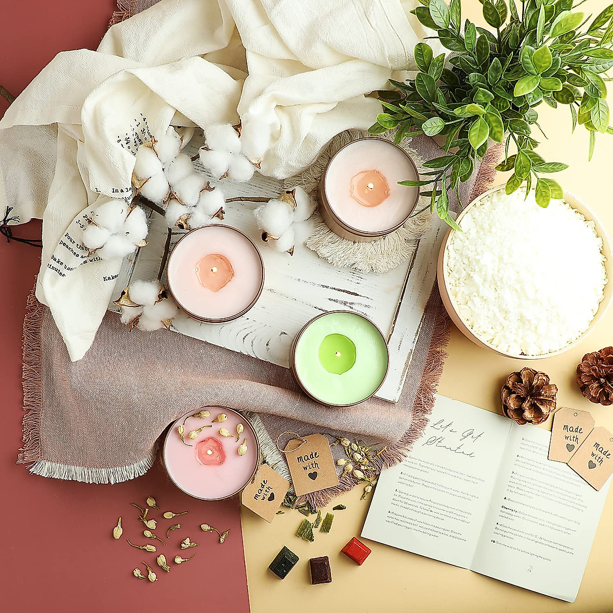 Etienne Alair Natural Soy Wax Kit - Includes; 10 Lbs Soy Candle Wax Flakes, 100 Cotton Wicks, 2 Wick Holders.