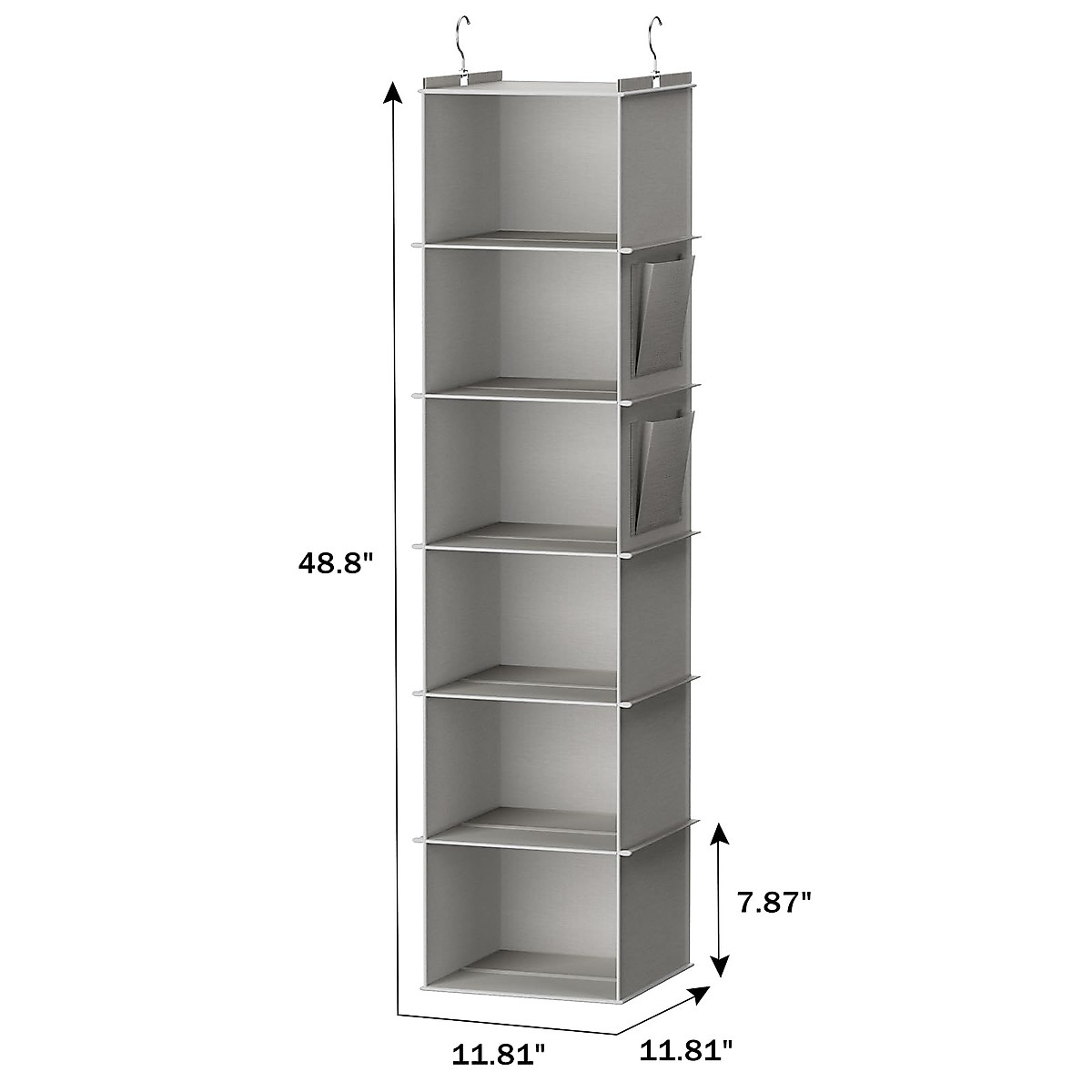 YOUDENOVA Hanging Closet Organizer, 6-Shelf Closet Hanging Storage Shelves, 2 Packs, Light Grey