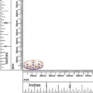 AFFY Round Cut Simulated Amethyst Princess Crown Ring in 14k Rose Gold Over Sterling Silver
