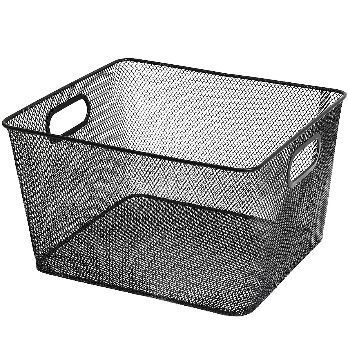Ybmhome Black Mesh Open Bin Storage Basket Organizer for Fruits, Vegetables, Pantry Items Toys 2268-2 (2, 15x12x11)