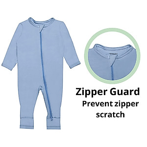 GUISBY Baby Pajamas Footless, Comfy Long Sleeve with Zipper Sleepers Light blue 18-24 Months