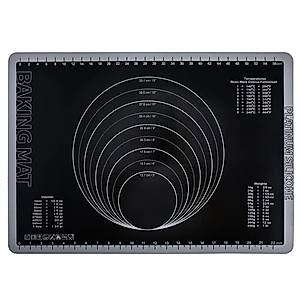 Silicone Baking Mat, Thickened Fiberglass Bakeware Oven Mats, Baking Kneading Pads, 4 Piece Set (black base grey side)