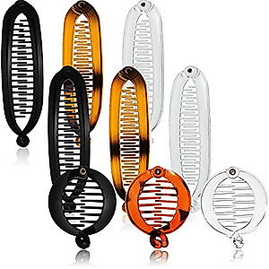 9 Pieces French Banana Clip Comb Fishtail Hair Clips and Flexible Ponytail Holders - Interlocking Hair Styling Accessories for Women
