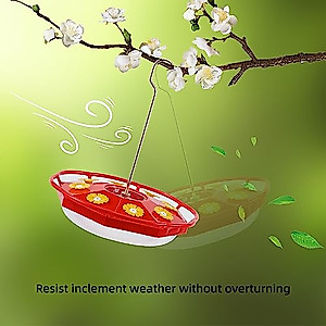 Hummingbird Feeders for Outdoors Hanging, Humming Birds Feeders Outside,Plastic Saucer Feeder and 8 Feeding Ports,Easy Clean and Fill - 2Pack