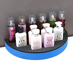 Polar Whale Lotion and Body Spray Stand Organizer Half Circle Large Tray Blue Black Durable Foam Washable Waterproof Insert for Home Bathroom Bedroom Office 16.5 x 8.5 x 2 Inches 12 Slots