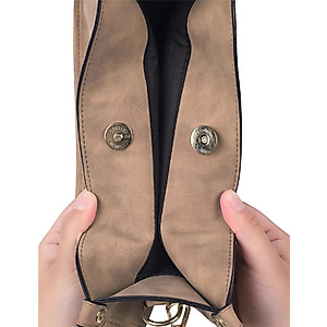 Yikpo Women Leather Crossbody Vagan Shoulder Bag with Adjustable Guitar Strap (Khaki)