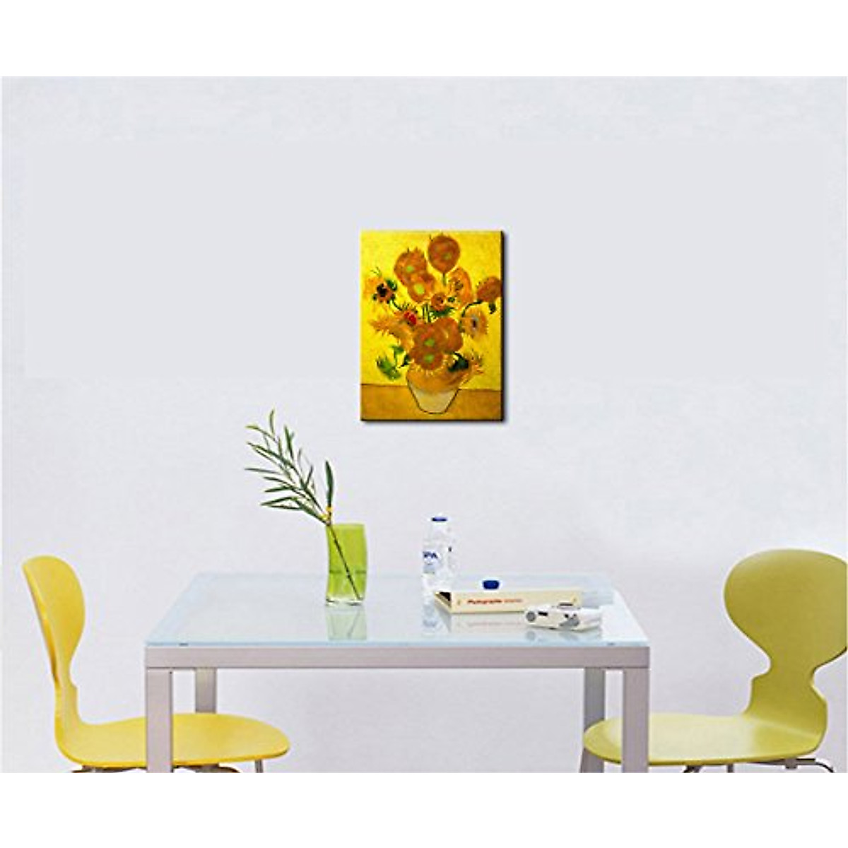 Wieco Art Abstract Flowers Giclee Canvas Prints Wall Art Vase with Fifteen Sunflowers by Van Gogh Classic Oil Paintings Reproduction for Home Decor Modern Stretched and Framed Floral Picture Artwork