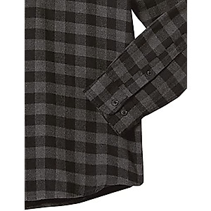 Amazon Essentials Men's Long-Sleeve Flannel Shirt (Available in Big & Tall), Charcoal Buffalo Plaid, Large