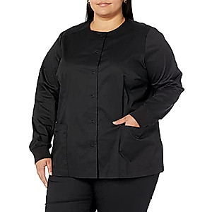 Amazon Essentials Women's Scrub Snap Jacket (Available in Plus Size), Black, Large