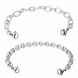 Divoti Ridged & Ridged Rolo Stainless Steel Interchangeable Medical Alert Replacement Bracelet for Women -6.5"