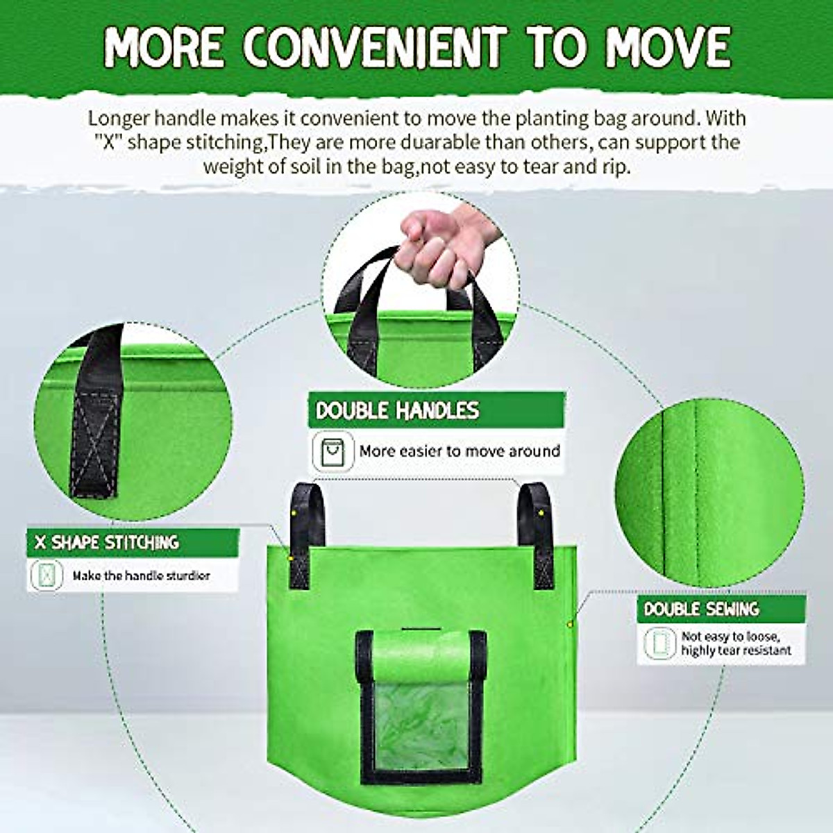 SCENGCLOS 6 Pack 10 Gallon Grow Bags, Sealed Visualization Window Planter Bags, Breathable Thickened Non-Woven Fabric Plant Pots with Access Flap, Garden Planting Bags for Grow Potato,Tomato,Carrot